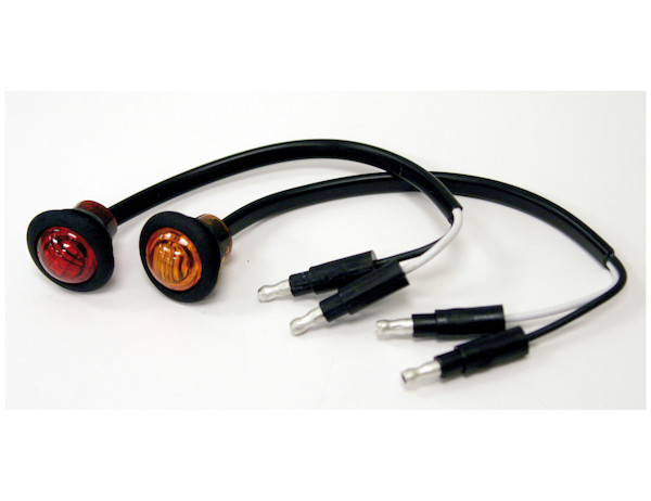 .75 Inch Round Marker Clearance Lights - 3 LED Amber With Male Bullets ...